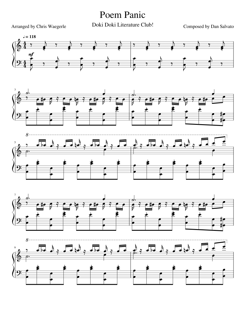 Poem Panic - DDLC Sheet music for Piano (Solo) | Musescore.com
