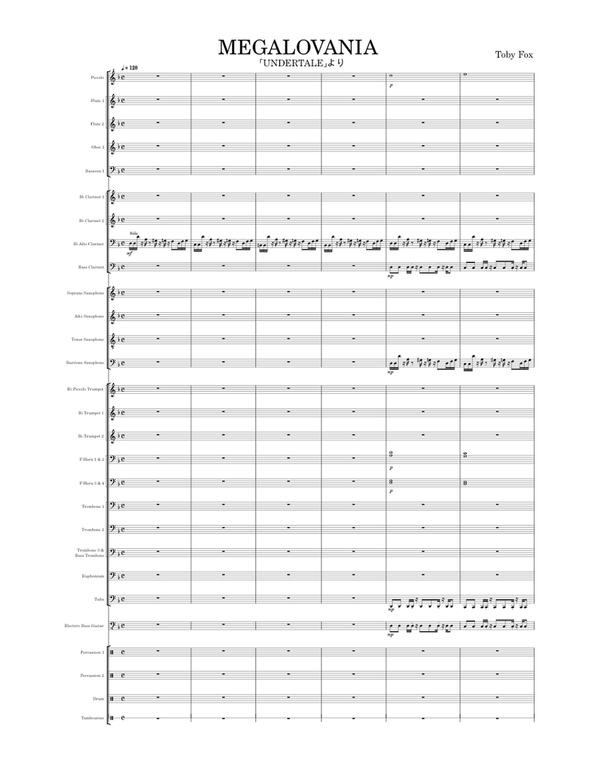 Megalovania – Toby Fox MEGALOVANIA Wind Ensemble Remix Sheet music for Trombone, Euphonium, Tuba ...
