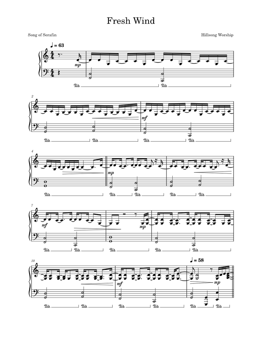 Fresh Wind – Hillsong Worship (Song of Serafin) Sheet Music for Piano ...