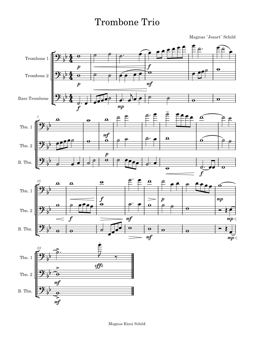 Trombone Trio Sheet music for Trombone, Trombone bass (Mixed Trio ...