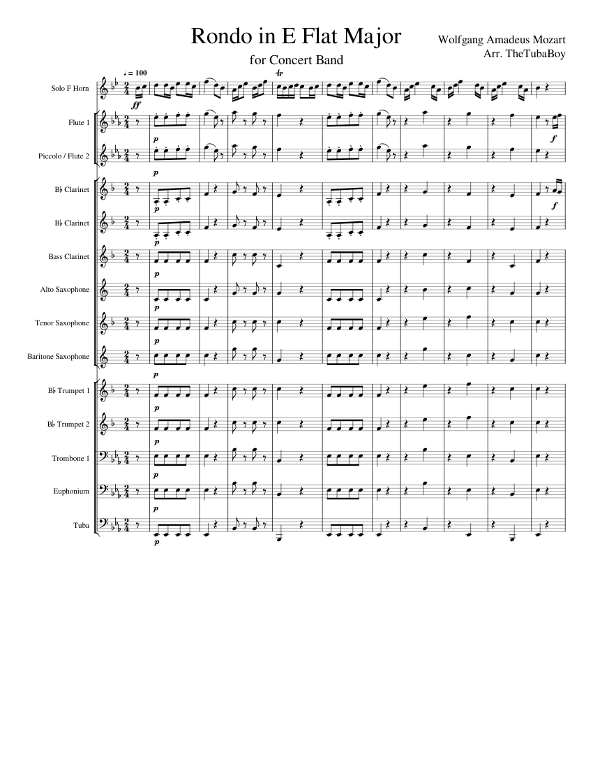 Rondo in Eb Major for Concert Band Sheet music for Trombone, Euphonium ...
