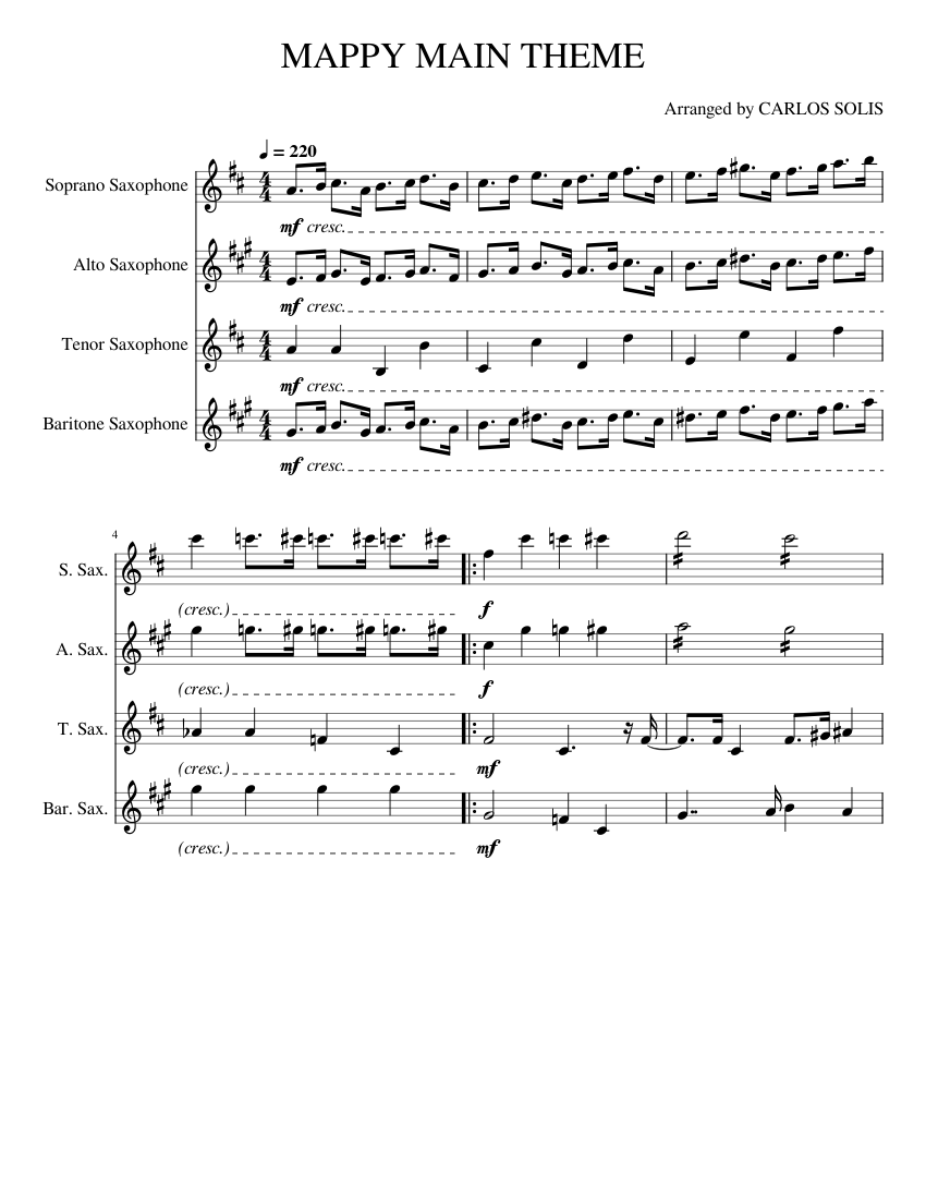 MAPPY (MAIN THEME) by CARLIT0CHURRIT0 Sheet music for Saxophone alto ...