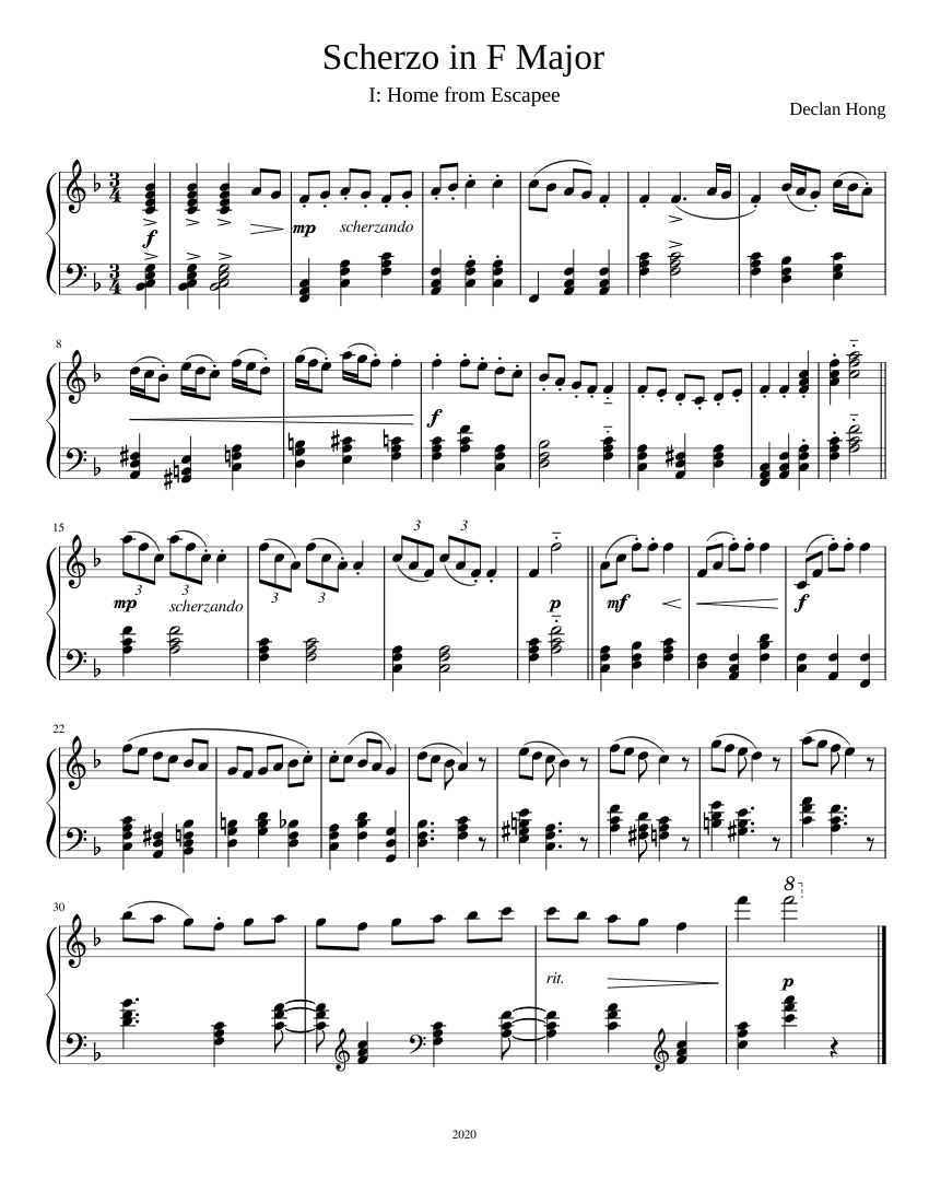 Scherzo in F Major Sheet Music for Piano (Solo) easy | MuseScore.com