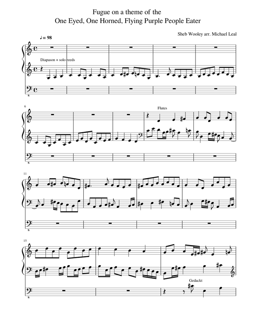 Fugue on a theme of the One Eyed, One Horned, Flying Purple People ...