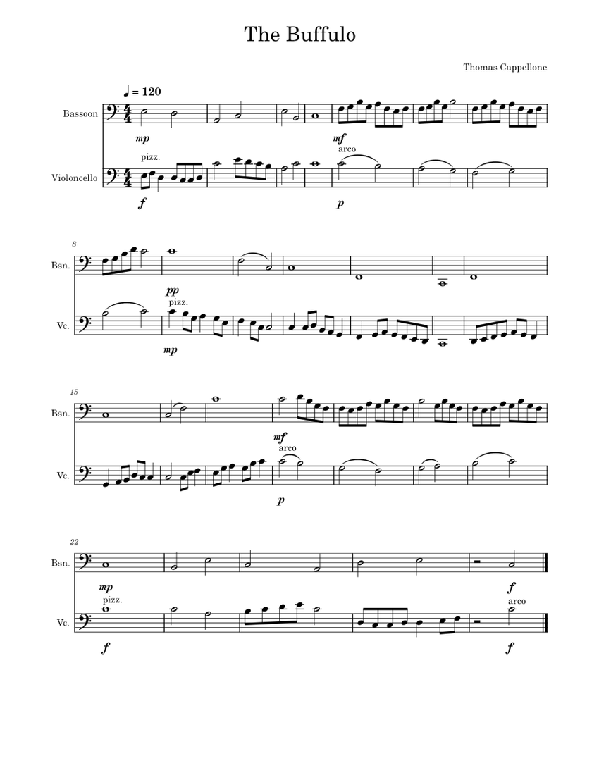 The Buffulo - Thomas Cappellone Sheet music for Bassoon, Cello (Mixed ...