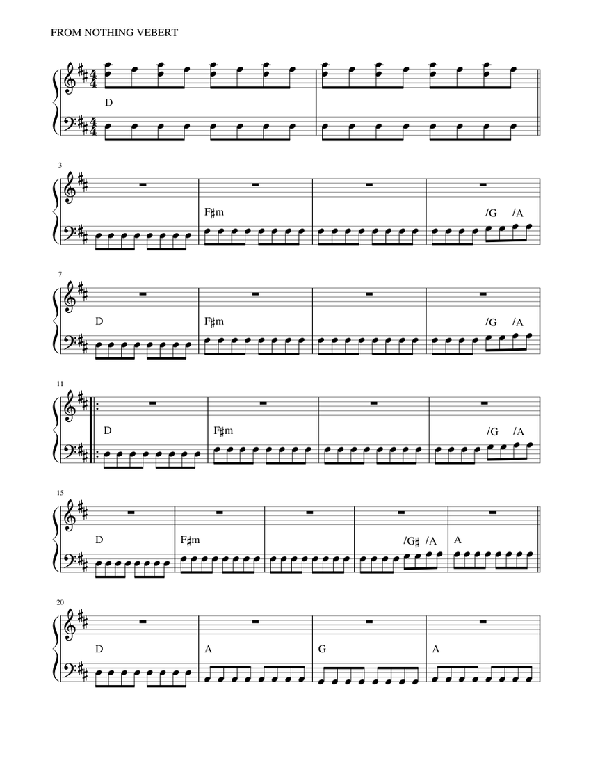 From nothing Sheet music for Piano (Solo) | Musescore.com