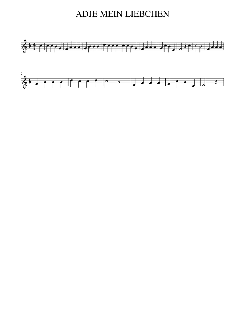 ADJE MEIN LIEBCHEN Sheet music for Piano (Solo) Easy | Musescore.com