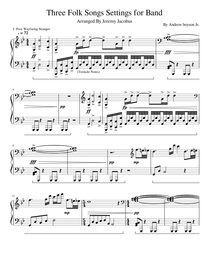 Three_Folk_Songs_Settings_for_Band Sheet Music for Piano (Solo ...