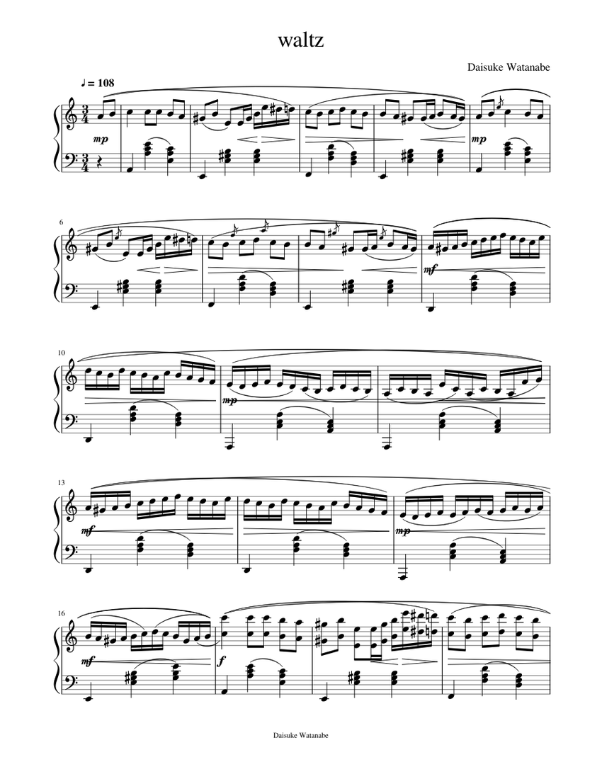 waltz Sheet Music for Piano (Solo) | MuseScore.com
