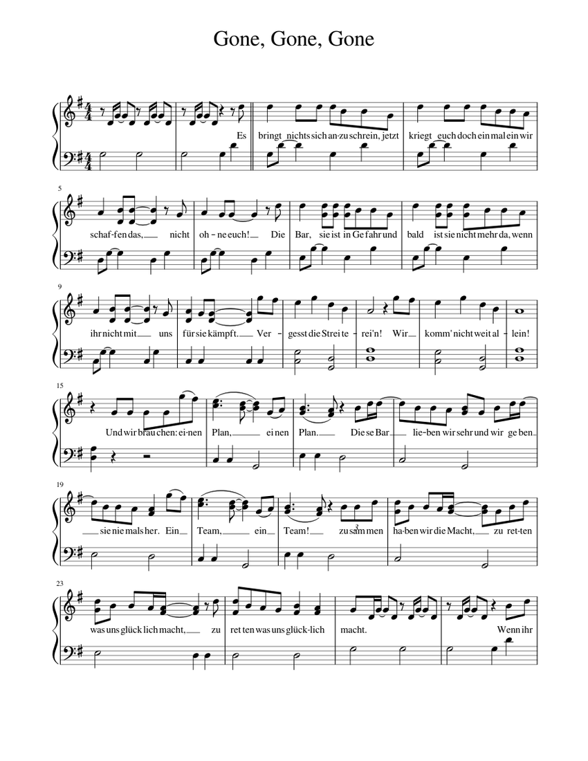 Gone, Gone, Gone Sheet music for Piano (Solo) | Musescore.com