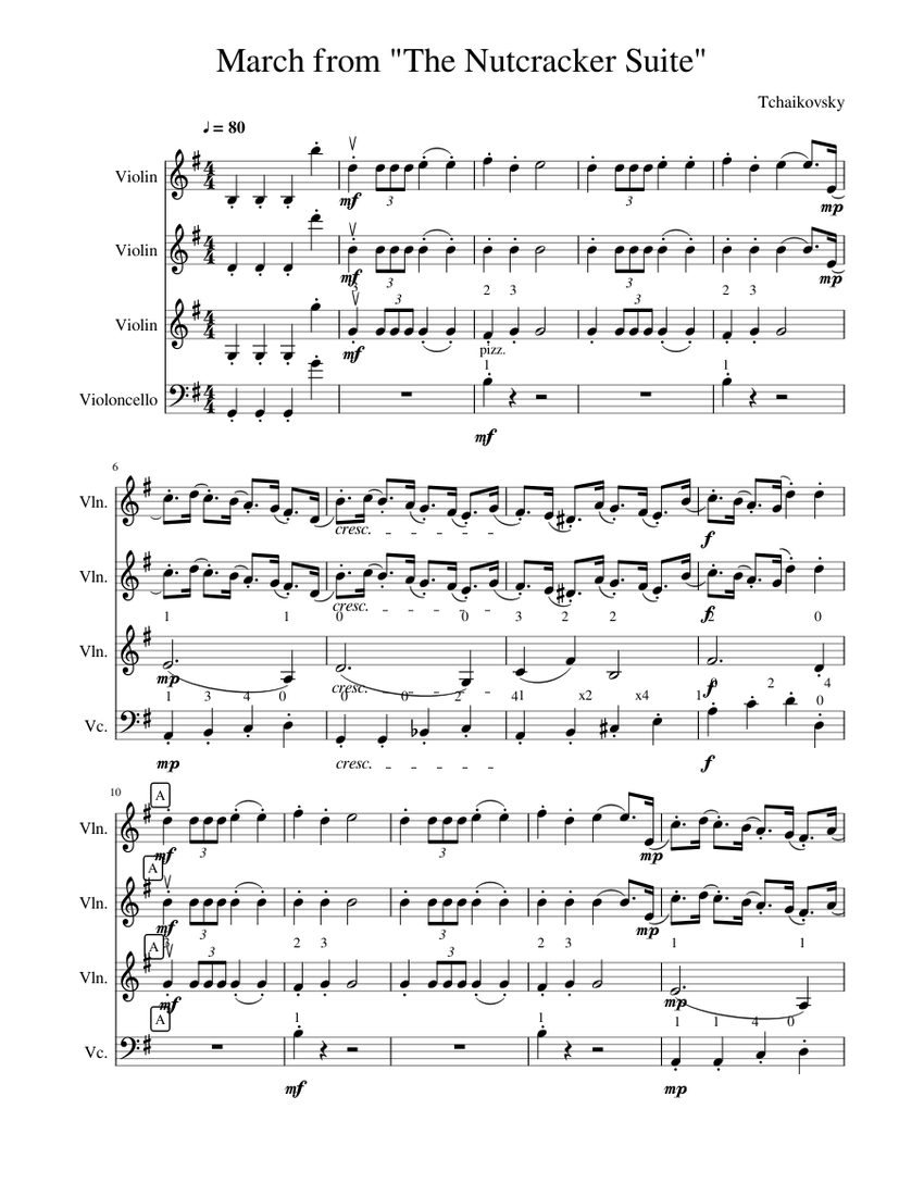 March from "The Nutcracker Suite" Sheet music for Violin, Cello (Mixed ...