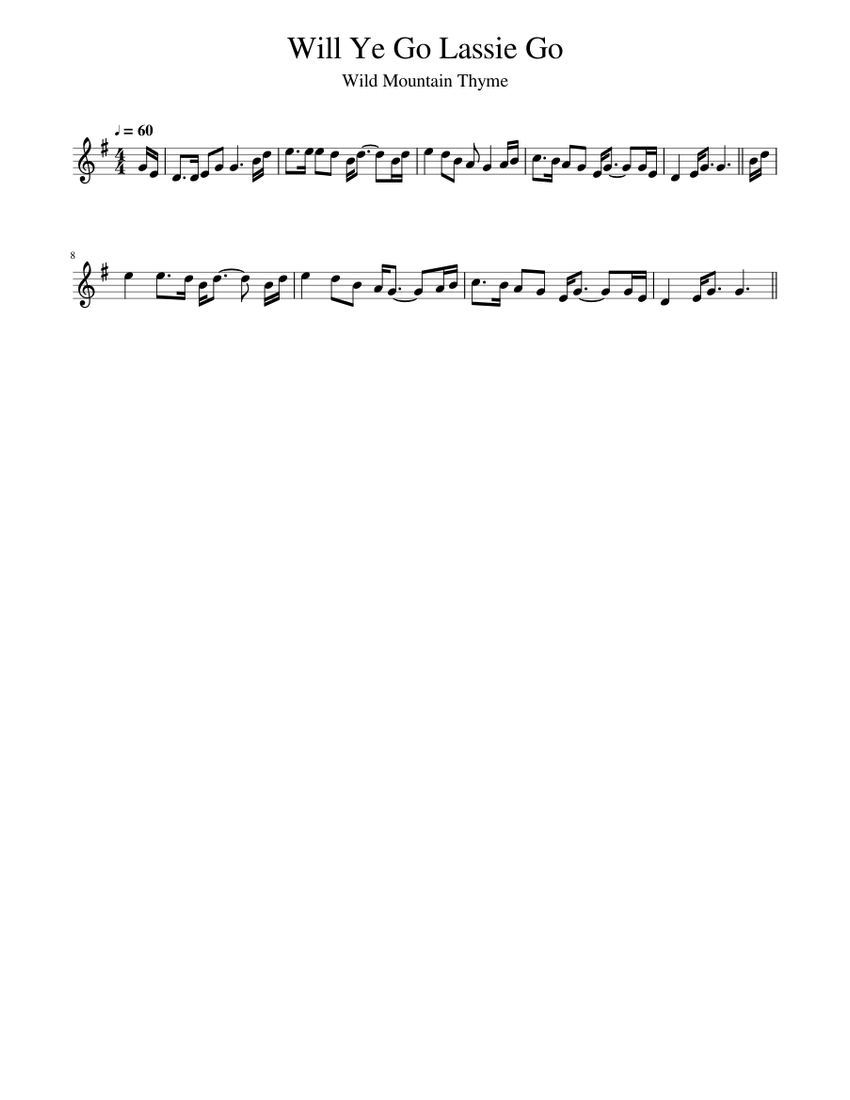 Will Ye Go Lassie Go Sheet music for Piano (Solo) | Musescore.com