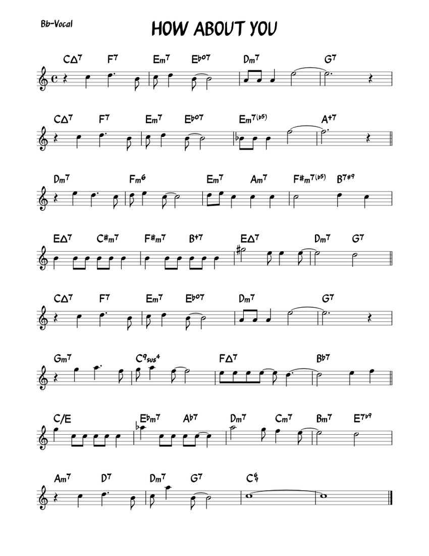HOW ABOUT YOU Sheet Music for Piano (Solo) easy | MuseScore.com