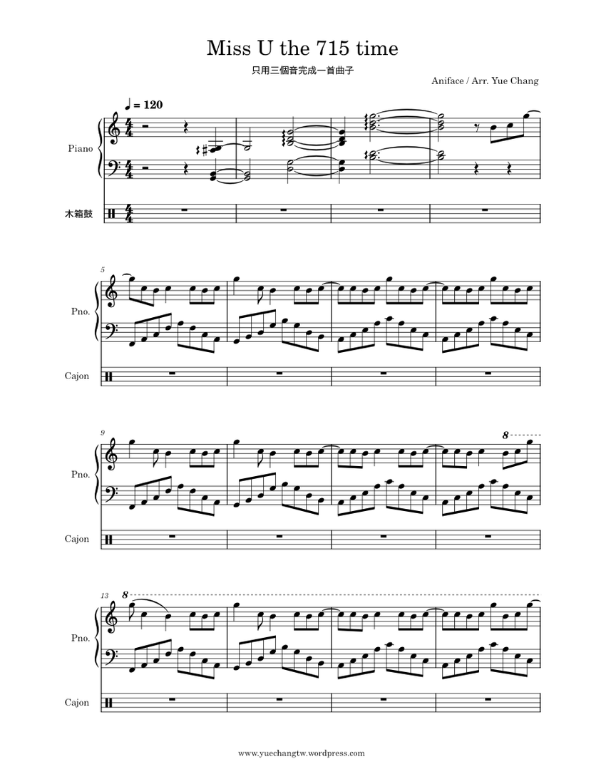 Miss U the 715 time - Aniface Sheet Music for Piano, Drum group (Solo ...
