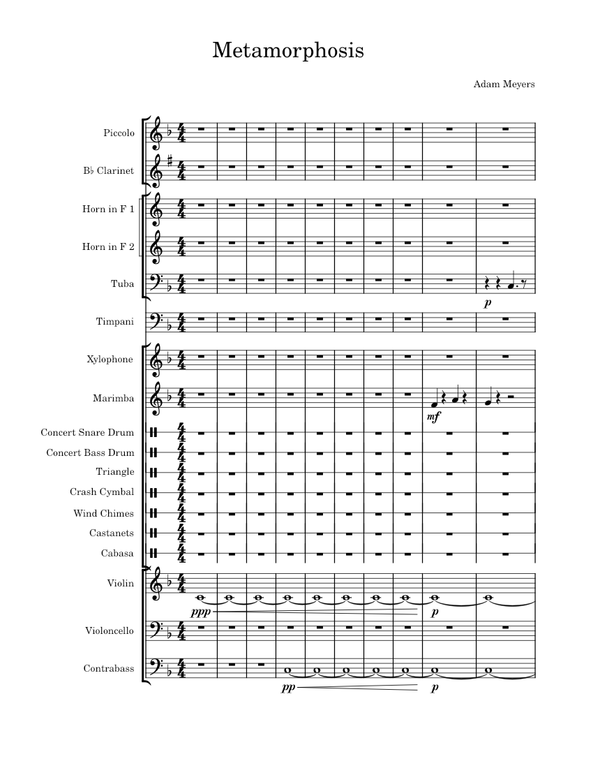 Metamorphosis Sheet music for Tuba, Flute piccolo, Clarinet in b-flat ...