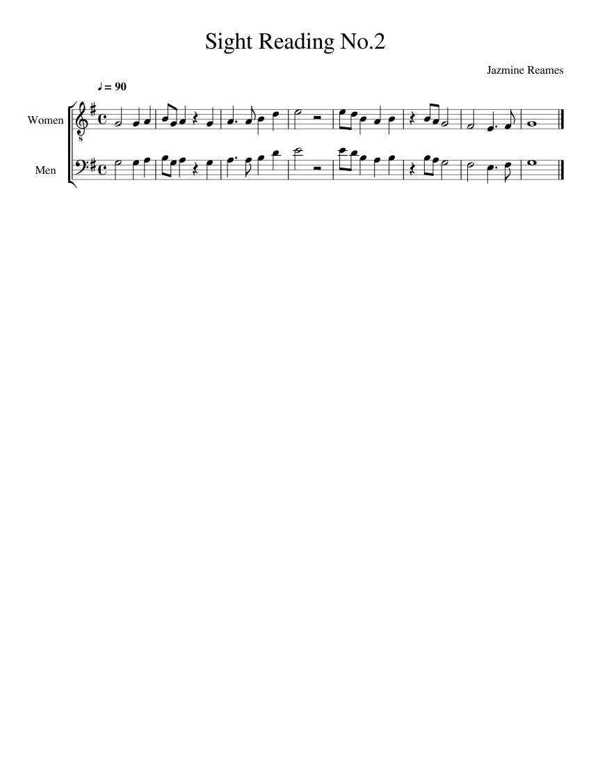 Sight Reading no 2 Sheet music for Tenor, Bass voice (Choral ...