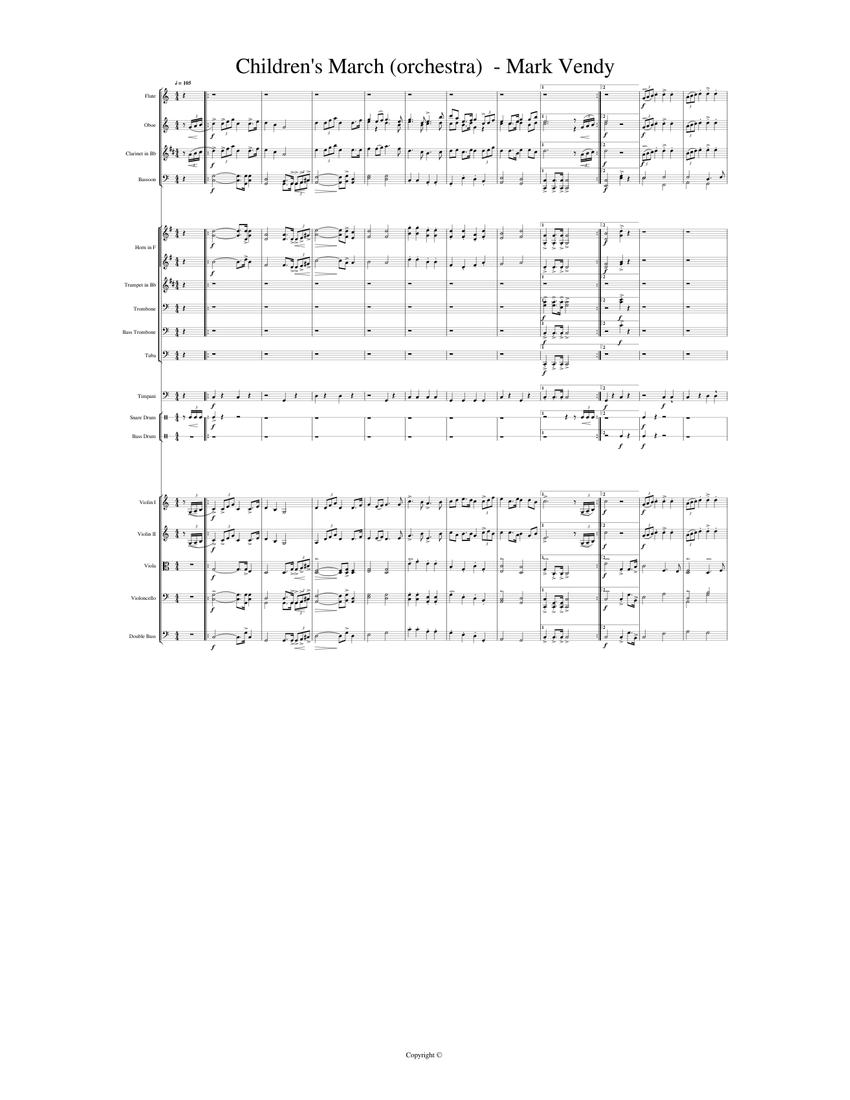 Children's March orchestra Sheet Music for Piano, Tuba, Trombone tenor ...
