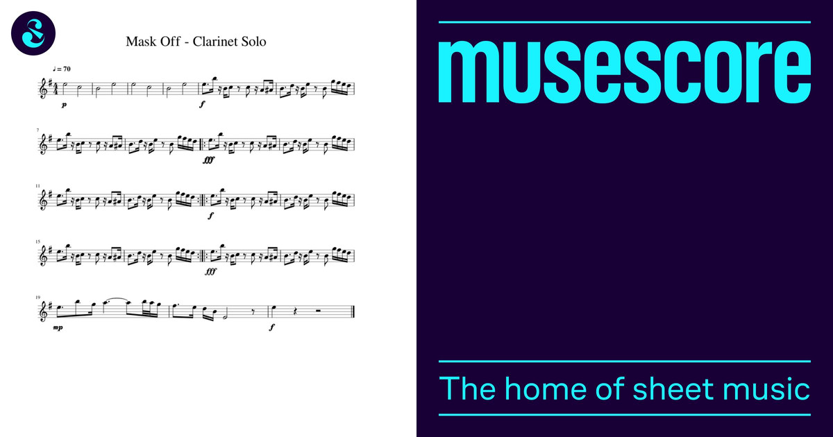 Mask Off Clarinet Solo Sheet Music for Clarinet in b-flat (Solo ...