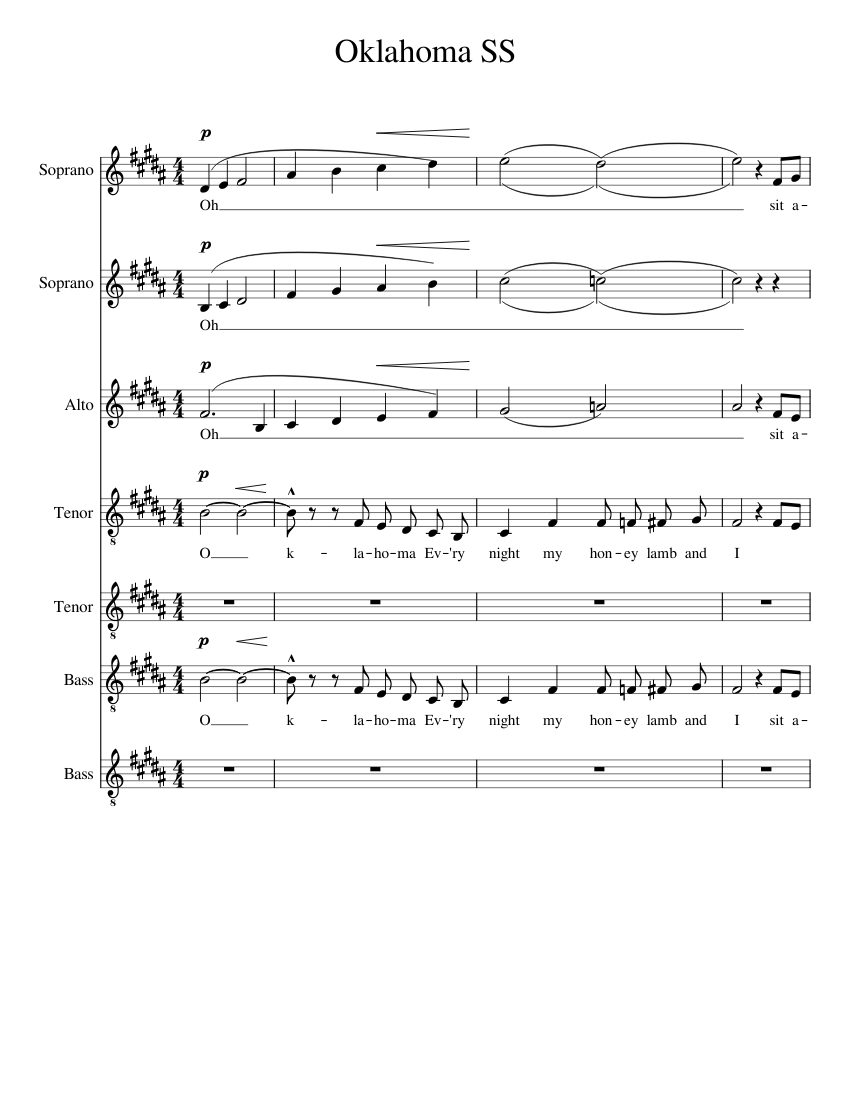 Oklahoma SS Sheet music for Soprano, Alto, Tenor, Bass voice (Choral ...