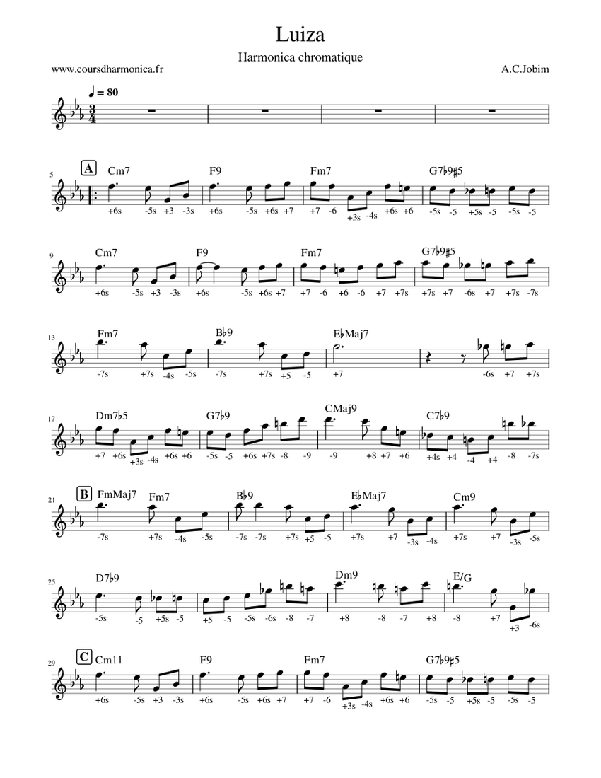 Luiza Sheet music for Harmonica (Solo) | Musescore.com