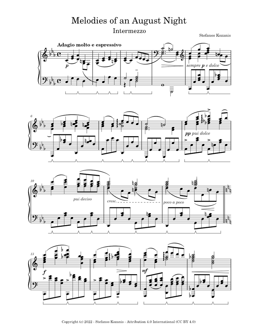 Melodies Of An August Night Sheet music for Piano (Solo) | Musescore.com