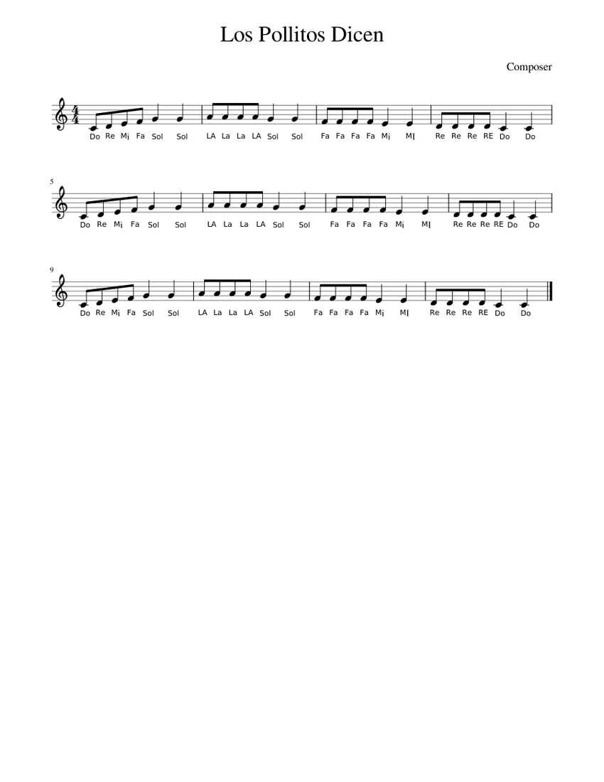 Los Pollitos Dicen Sheet music for Piano (Solo) Easy | Musescore.com