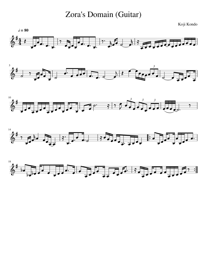 Zora's Domain (Guitar) Sheet music for Guitar (Solo) | Musescore.com
