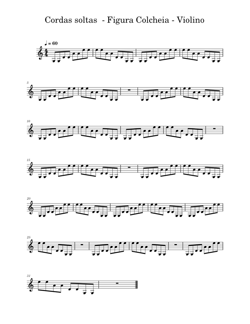Cordas soltas - Figura Colcheia - Violino Sheet Music for Violin (Solo ...