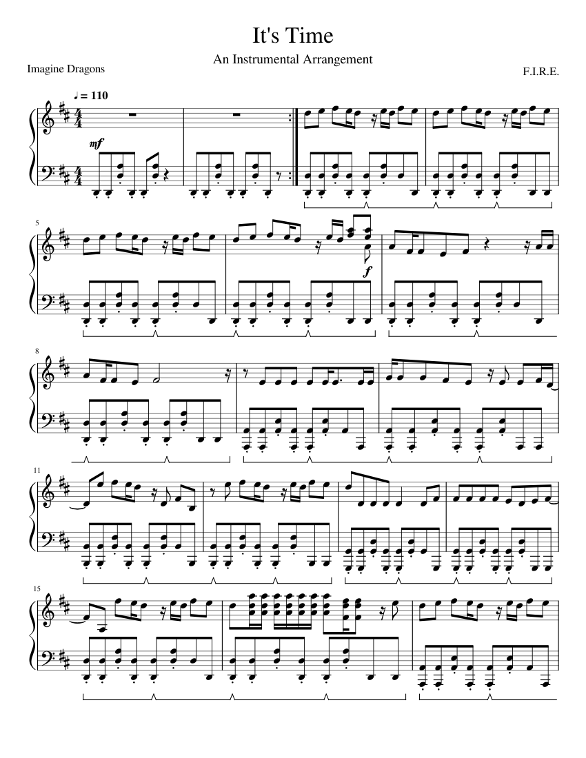 Imagine Dragons – It’s Time Sheet Music for Piano (Solo) | MuseScore.com