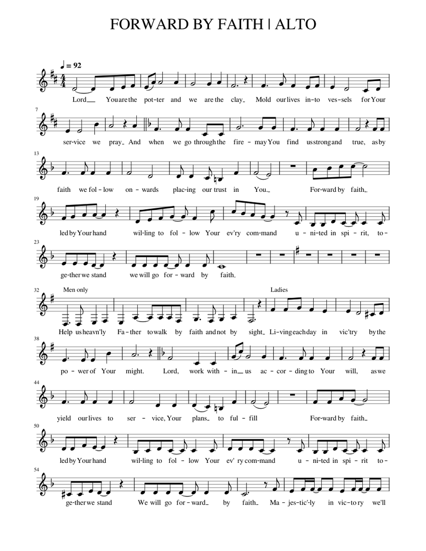 Forward by Faith – Alto Sheet Music for Piano (SATB) easy | MuseScore.com