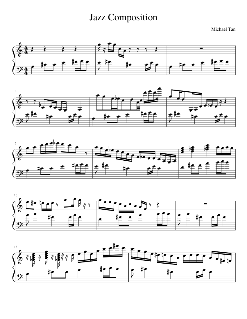 Jazz Composition - Music Assessment Sheet music for Piano (Solo ...