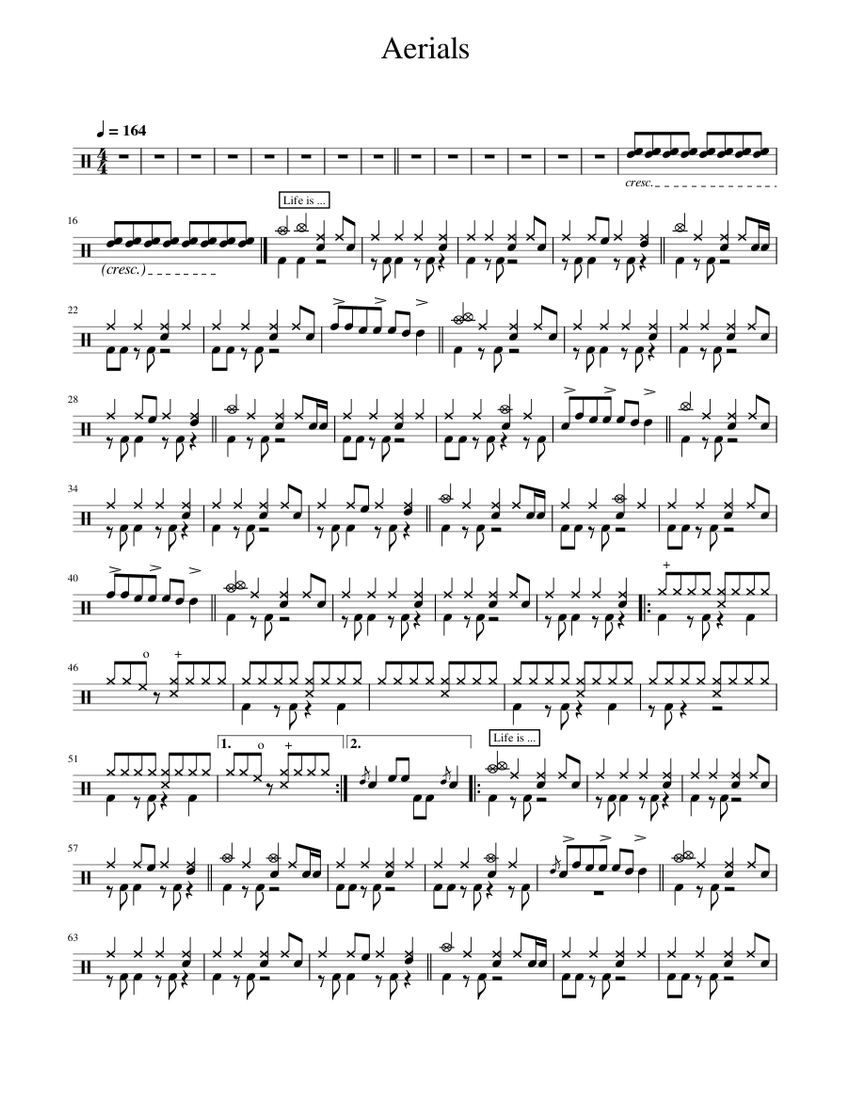 Aerials – System Of A Down Sheet Music for Drum group (Solo ...