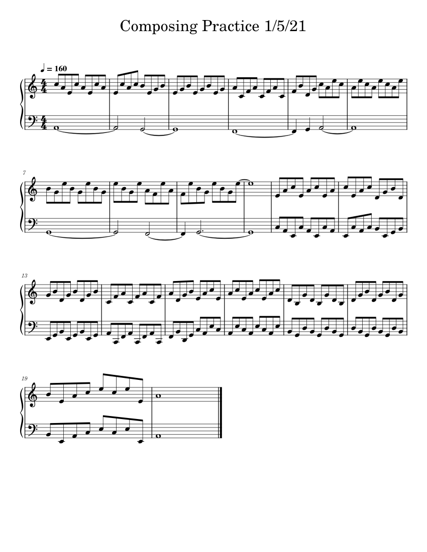 Composing practice 1 5 21 Sheet music for Piano (Solo) Easy | Musescore.com