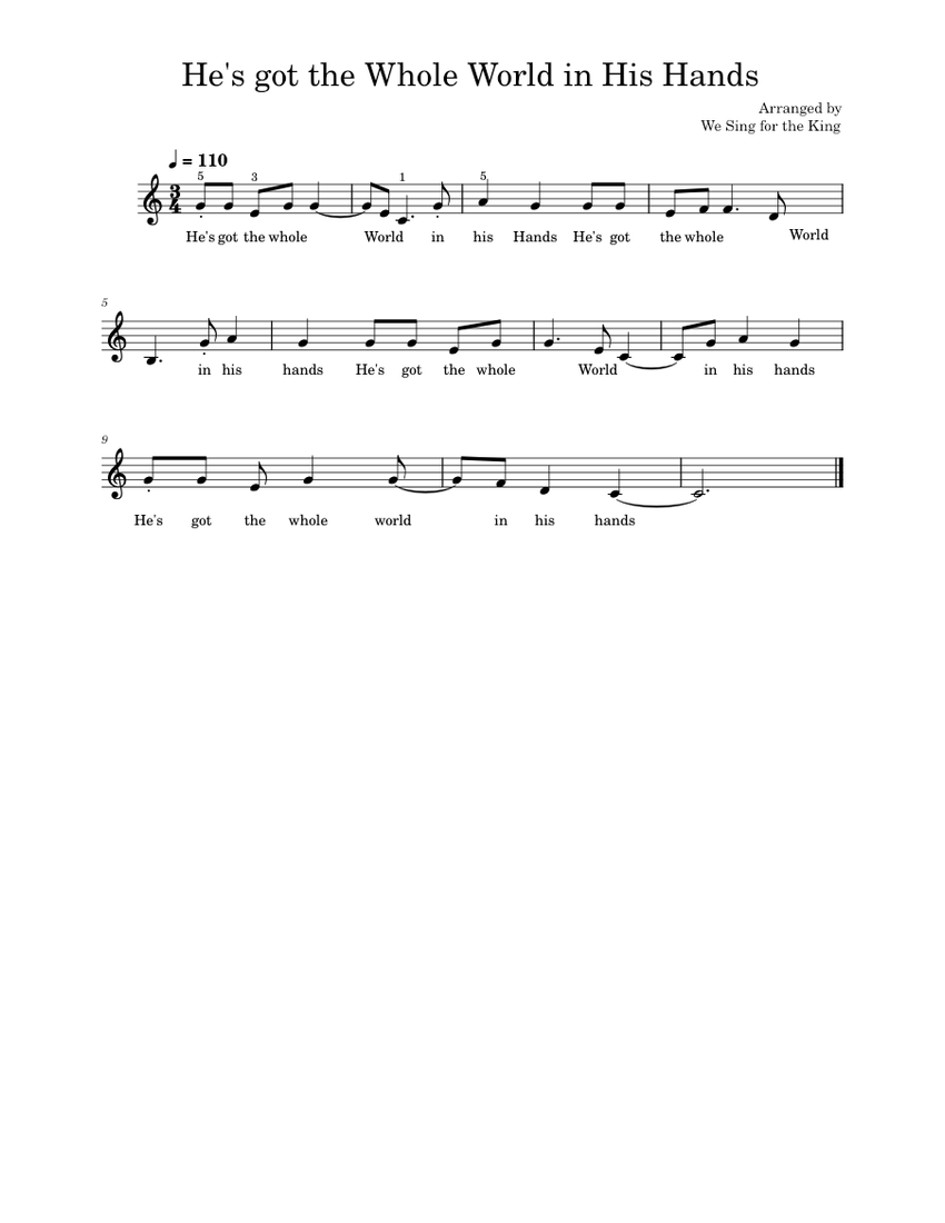 He's got the Whole World in His Hands Sheet Music for Piano (Solo) Easy ...