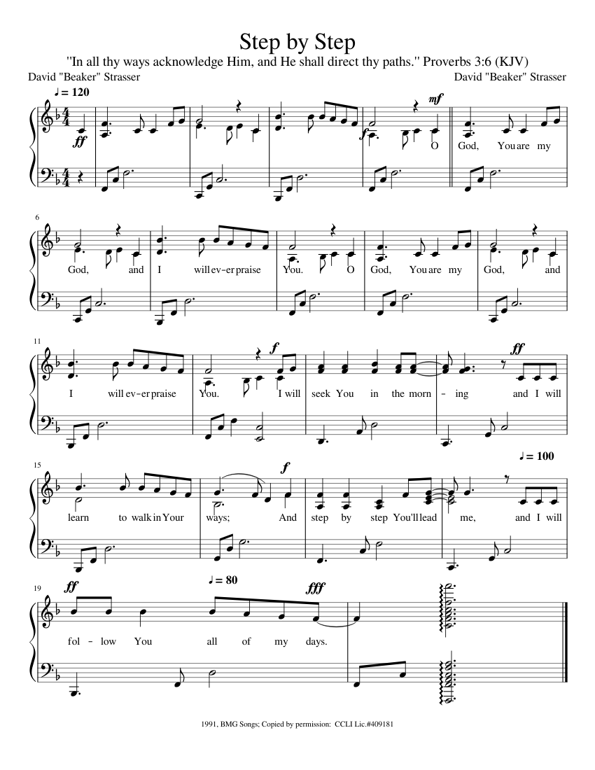 Step By Step - David "Beaker" Strasser - David "Beaker" Strasser Sheet ...