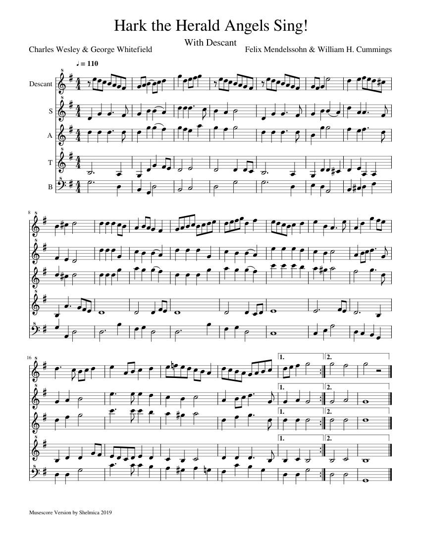 Hark The Herald Angels Sing - Recorder with DESCANT Sheet music for ...