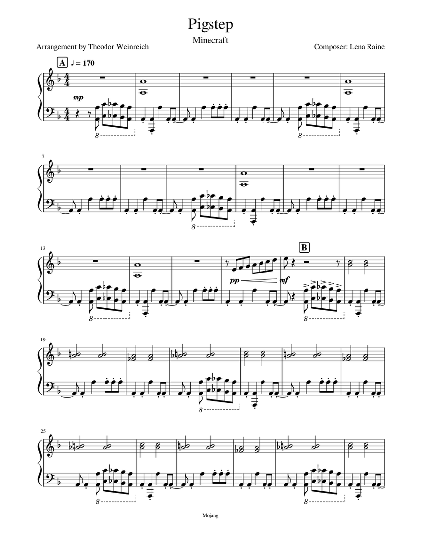 Pigstep Sheet Music for Piano (Solo) | MuseScore.com