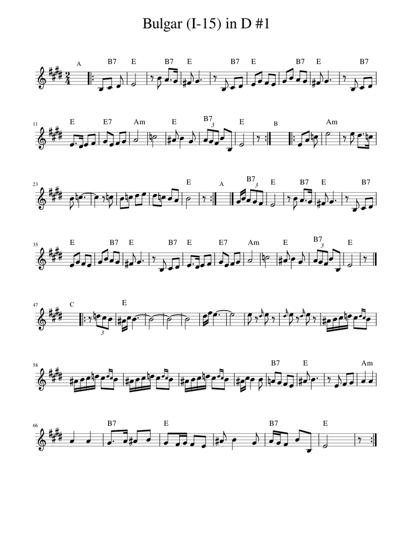Bulgar (I-15) in D #1 Sheet music for Piano (Solo) Easy | Musescore.com