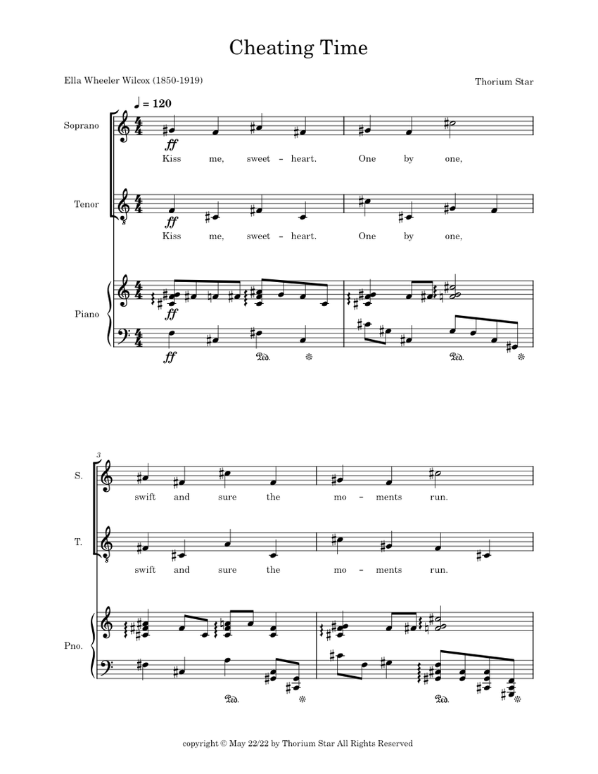Cheating Time Sheet music for Piano, Soprano, Tenor (Mixed Trio ...