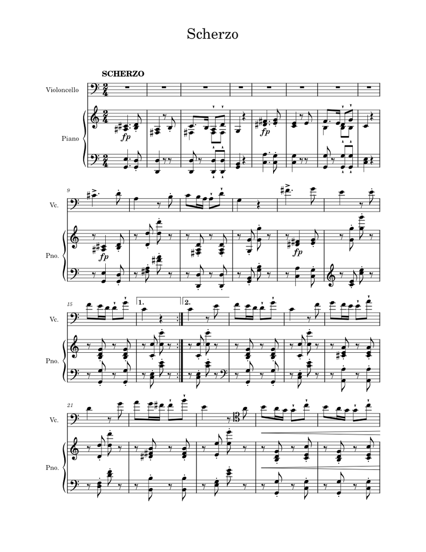 Scherzo Sheet music for Piano, Cello (Solo) | Musescore.com