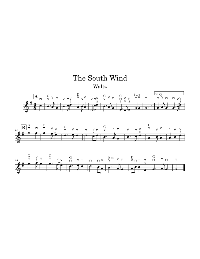 The South Wind (concertina notation) Sheet music for Concertina (Solo ...