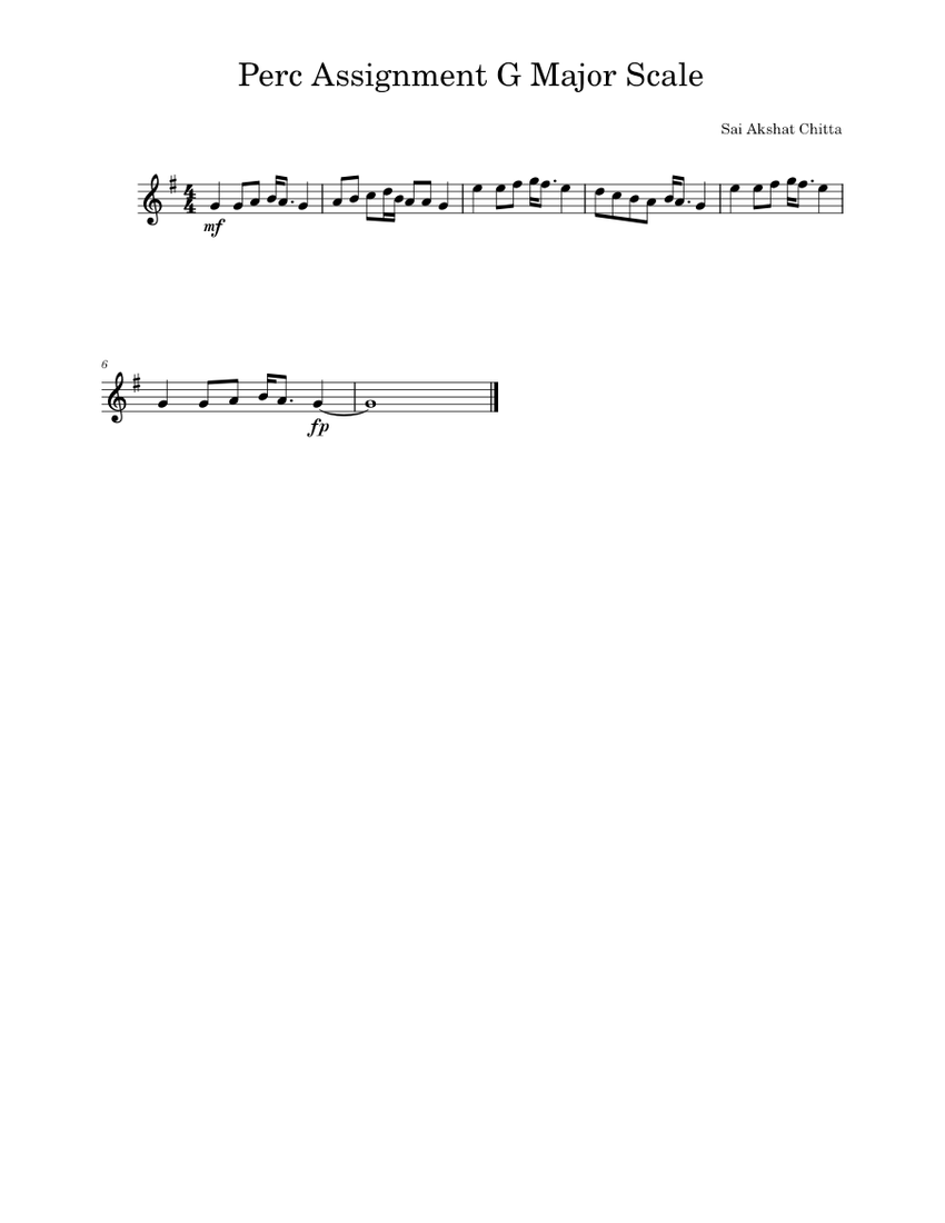 Perc Assignment G Major Scale Sheet music for Piano (Percussion ...