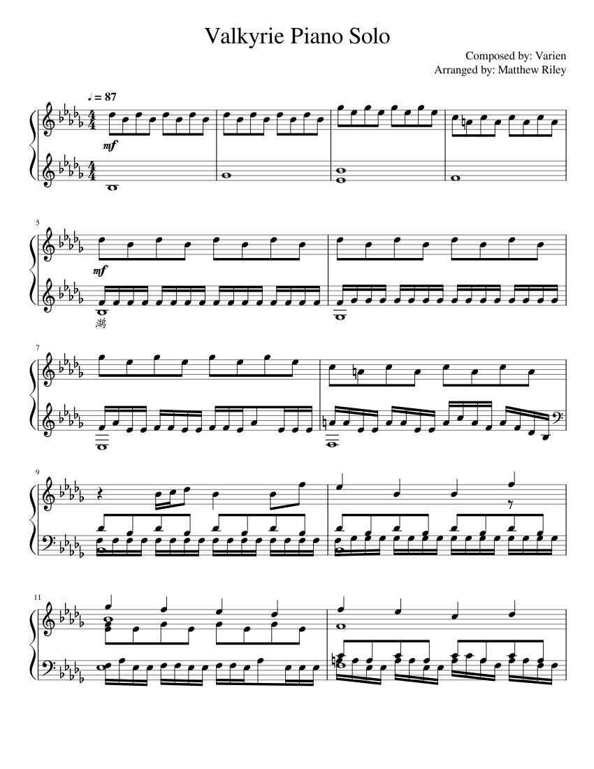 Valkyrie (Varien) - Piano SOLO Sheet music for Piano (Solo) | Musescore.com
