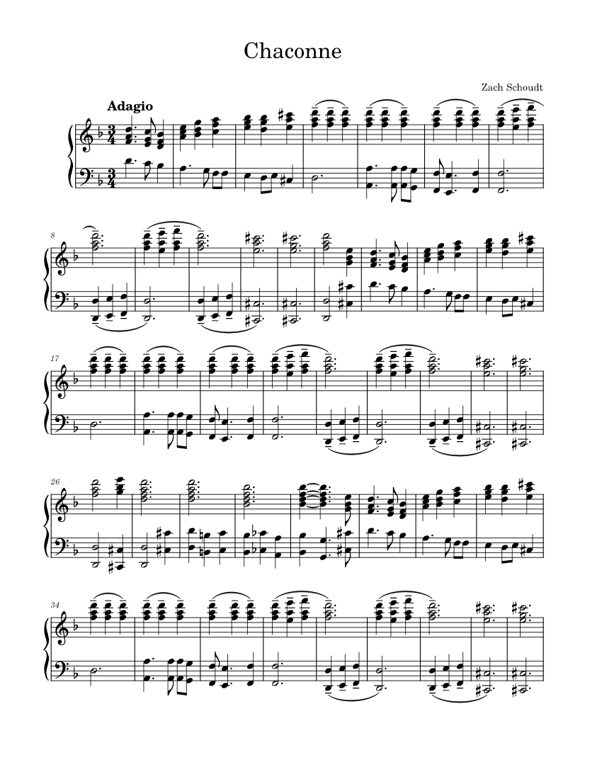 Chaconne Sheet music for Piano (Solo) | Musescore.com