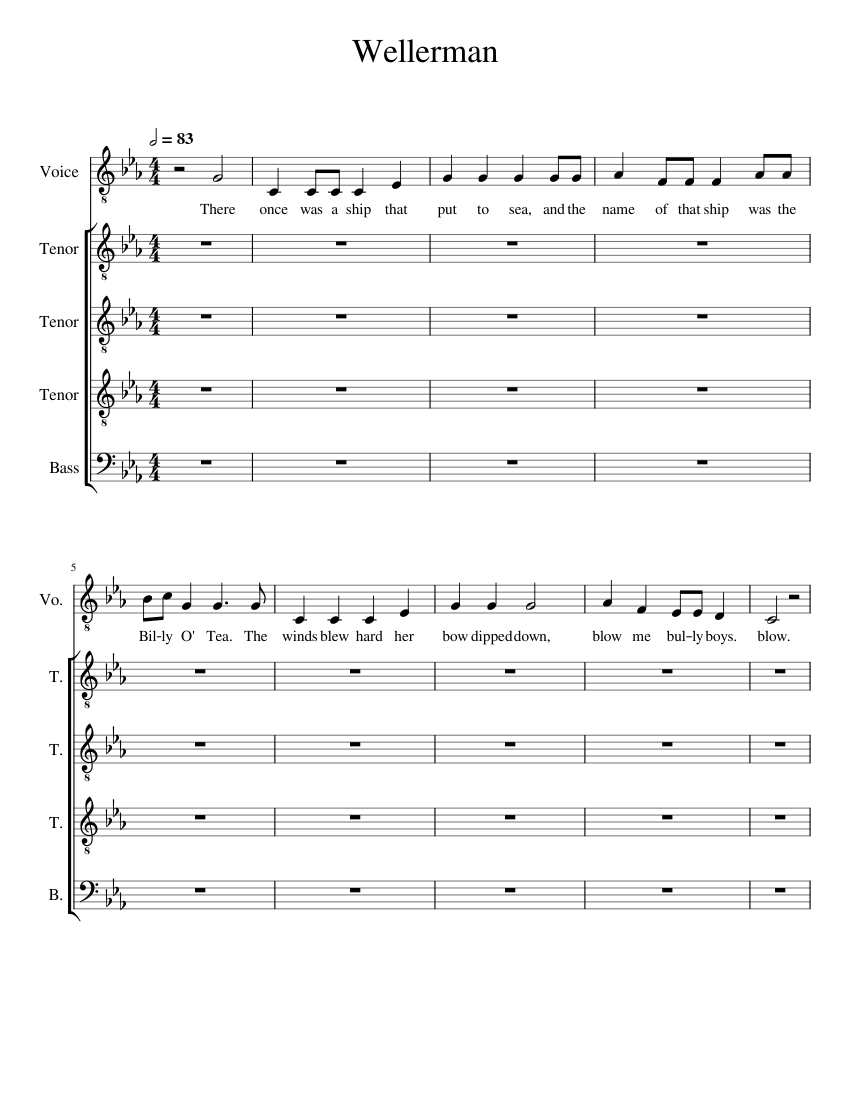 Wellerman Sheet music for Tenor, Bass voice, Vocals (A Capella ...