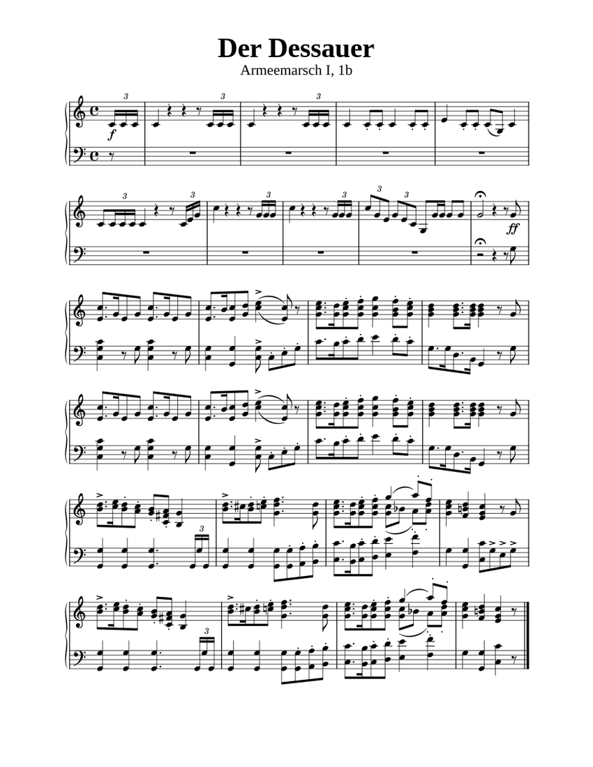 Der Dessauer – Unbekannt AM I, 1b Sheet music for Piano (Solo ...