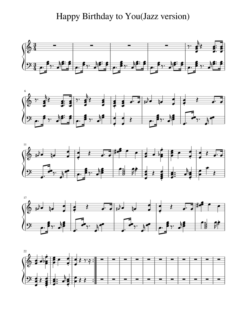 Happy Birthday to You(Jazz version) Sheet music for Piano (Solo ...