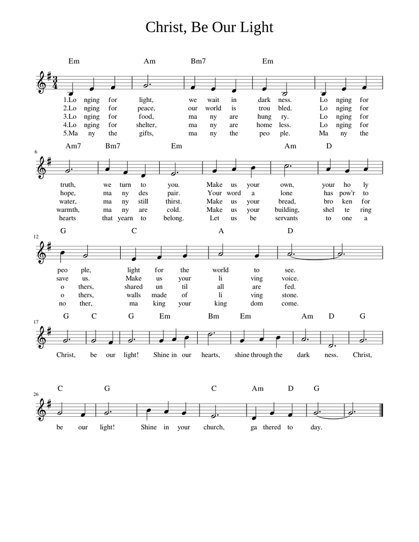 Christ be our light Sheet Music with Chords for Organ (Solo ...