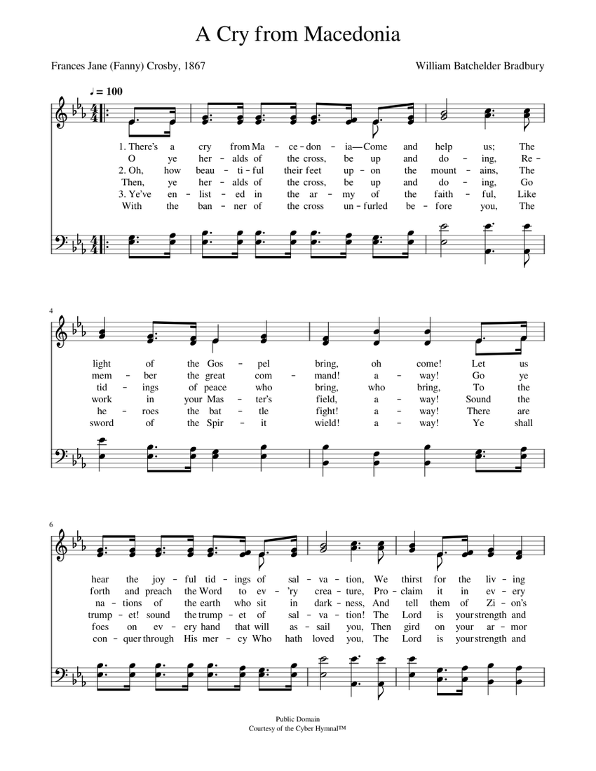 A cry from macedonia - William B. Bradbury Sheet music for Piano (Piano ...