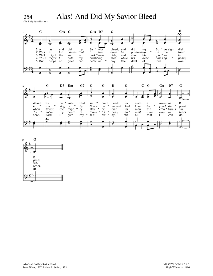 Alas! And Did My Savior Bleed Sheet music for Piano (Alto Sax Piano ...